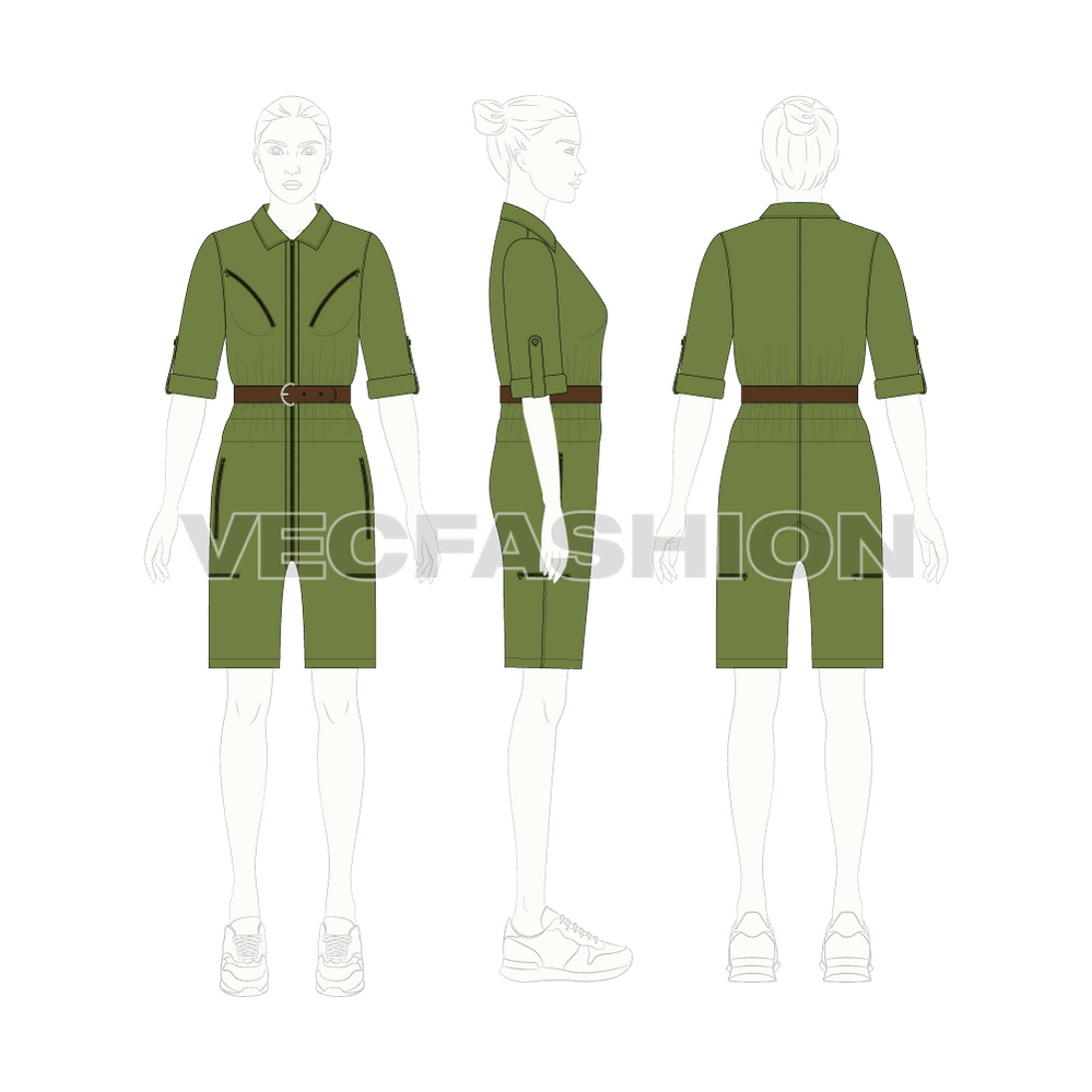 Women Boiler Suit with Shorts - VecFashion