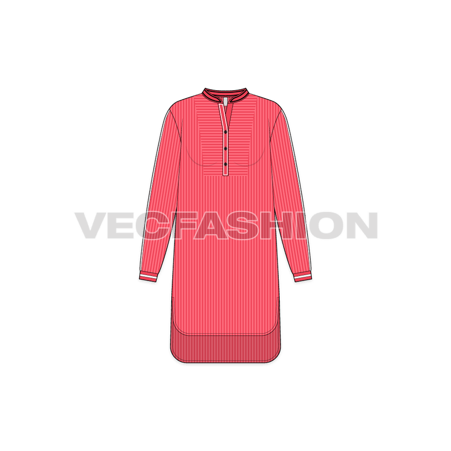 Women Kurti Flat Sketch - VecFashion