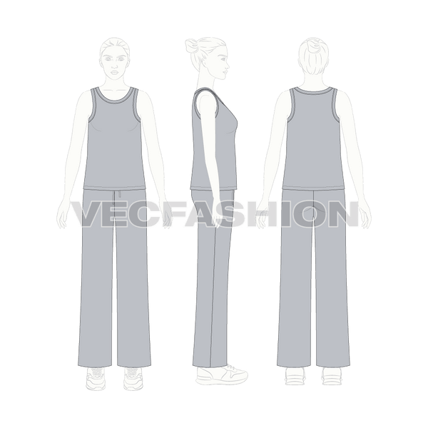 Vector sketch for Women Lounge Wear Set - VecFashion