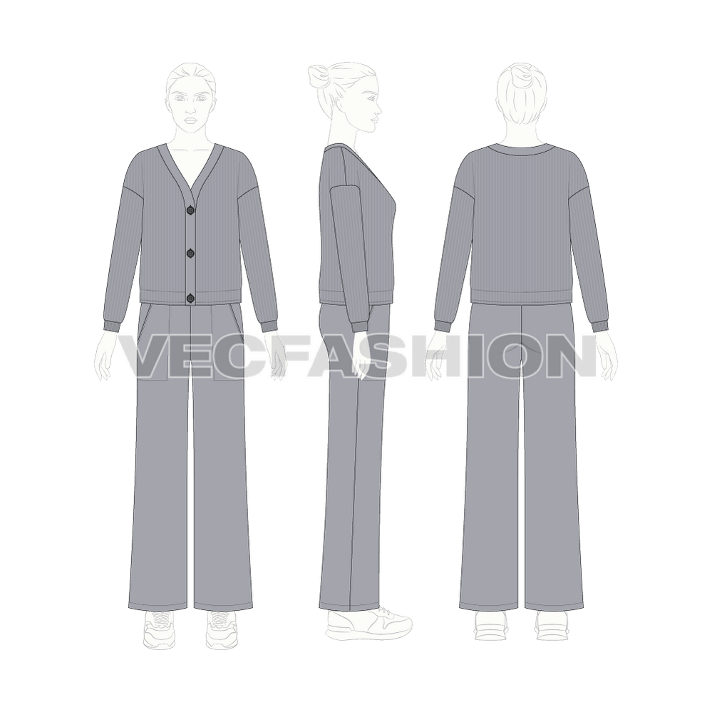 Women Lounge Wear Set Template - VecFashion