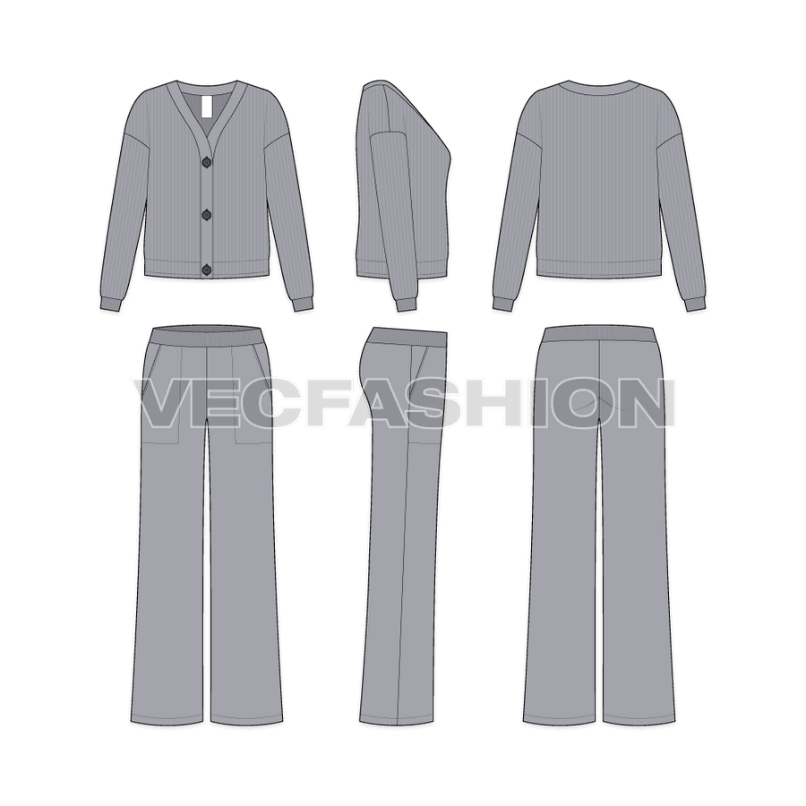 Women Lounge Wear Set Template - VecFashion