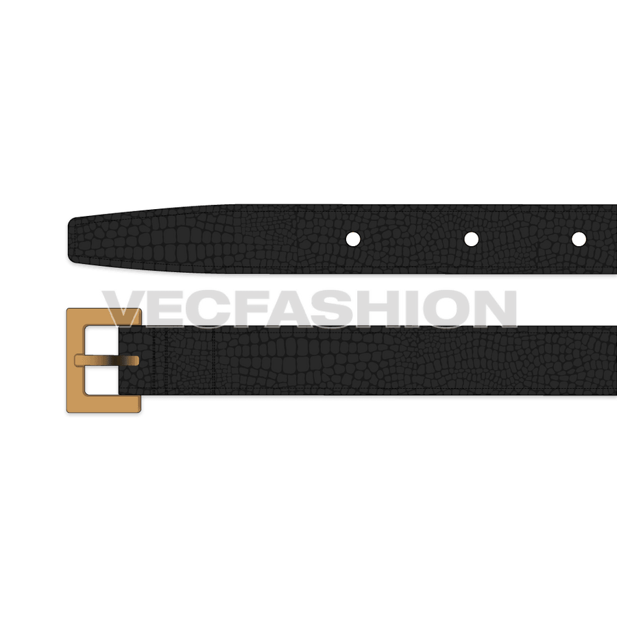 Black Snake Skin Leather Belt - VecFashion