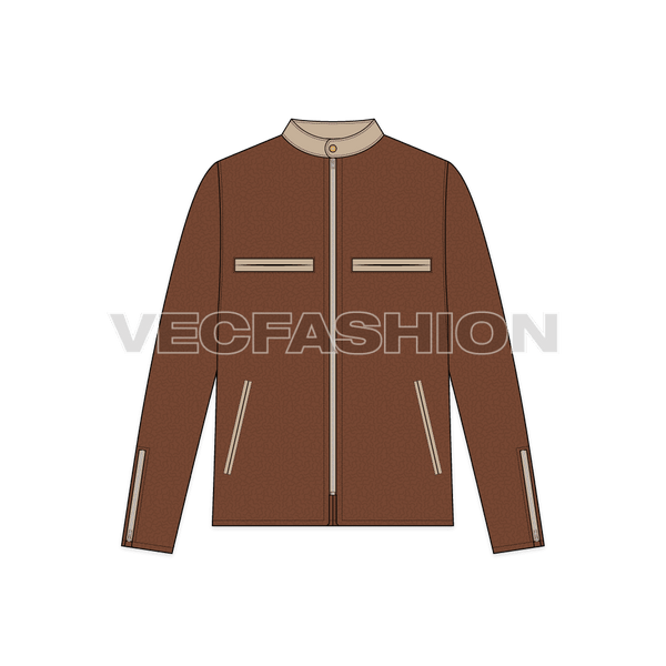 Men Straight Cut Leather Jacket - VecFashion