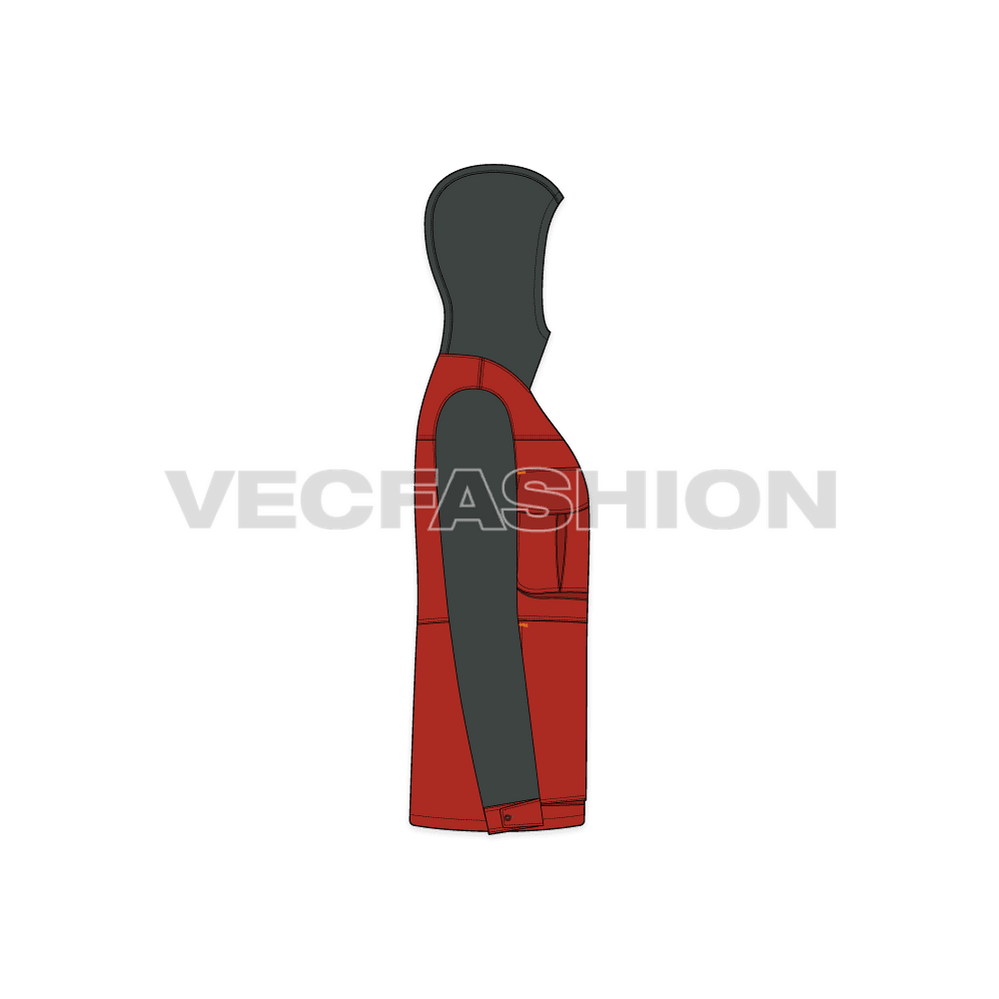 Mens Hiking Jacket Flat Template - VecFashion