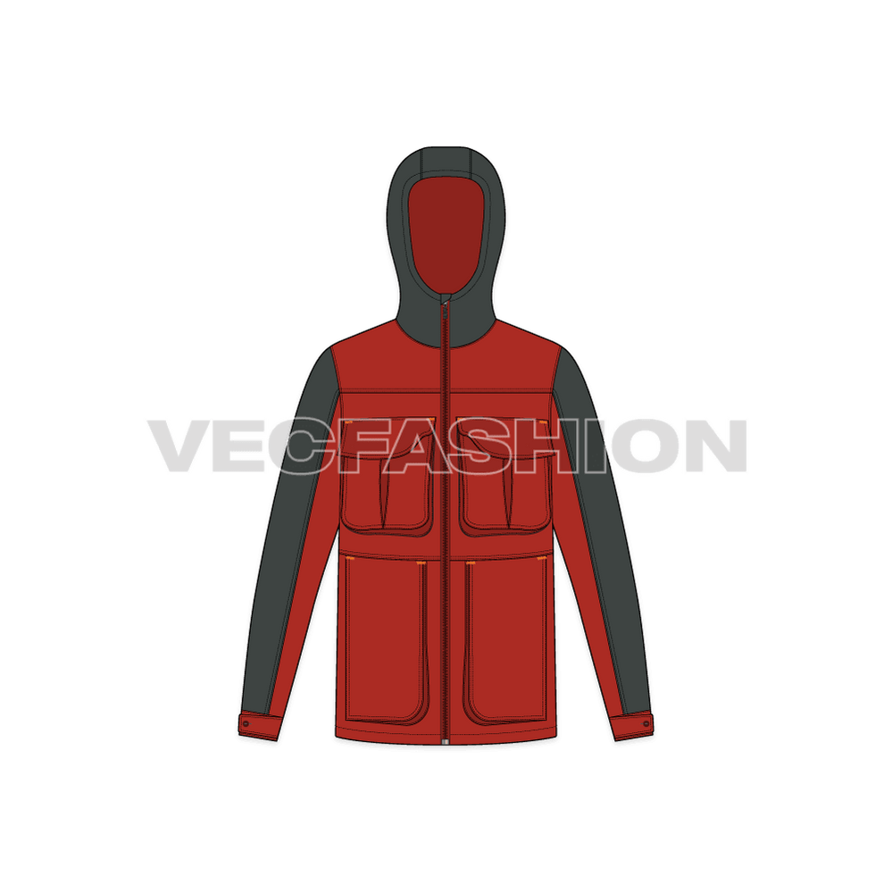 Mens Hiking Jacket Flat Template - VecFashion