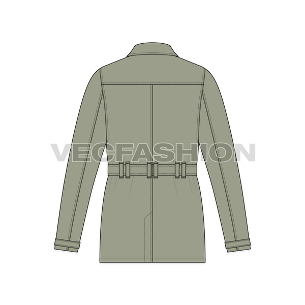 Mens Military Green Field Jacket Template - VecFashion