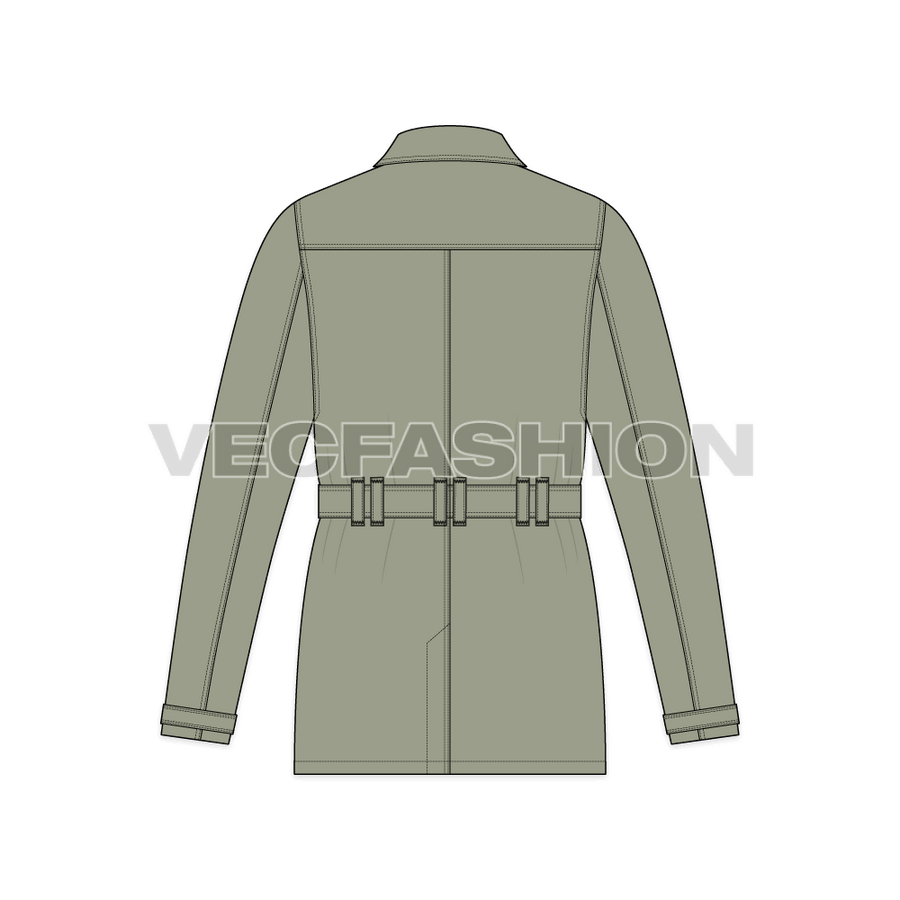Mens Military Green Field Jacket Template - VecFashion