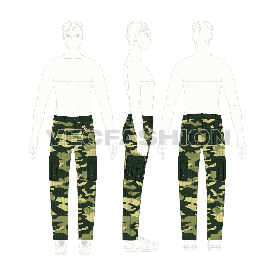 Mens Military Inspired Combat Cargo Pants - VecFashion