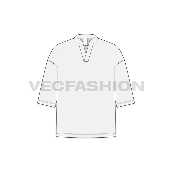 Mens Open Neck Drop Shoulder Sweater flat sketch - VecFashion