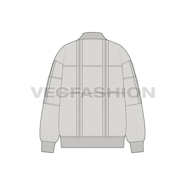 Mens Oversized Bomber Jacket Flat Sketch - VecFashion