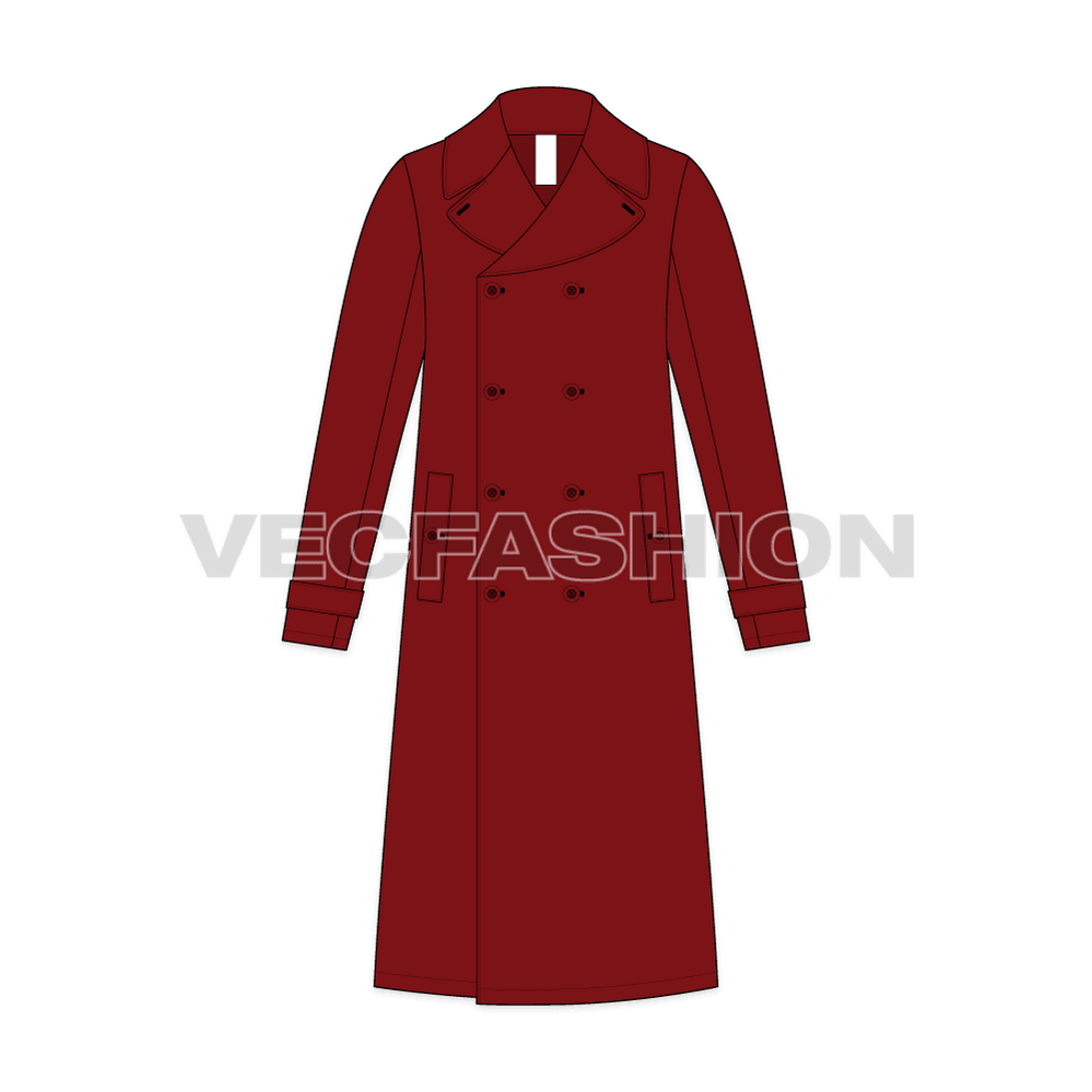 Mens Pea Coat Vector Sketch - VecFashion