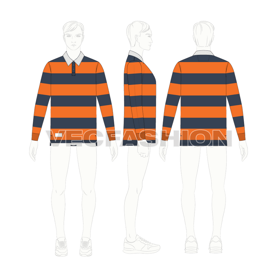 Mens Rugby Collar Shirt - VecFashion