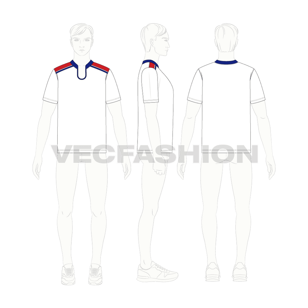 Mens Sport Open Neck T-shirt - VecFashion