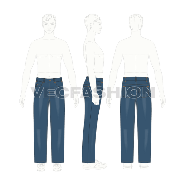 Mens Straight Cut Denim Jeans - VecFashion