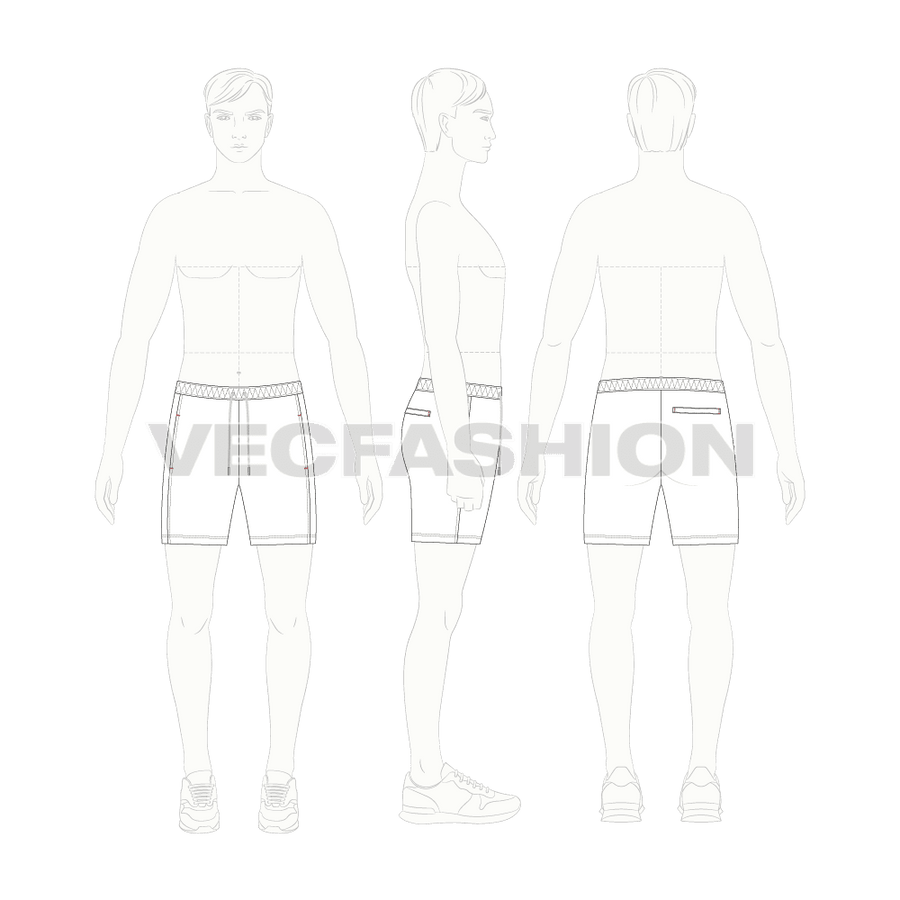 Mens White Swim Shorts Template - VecFashion