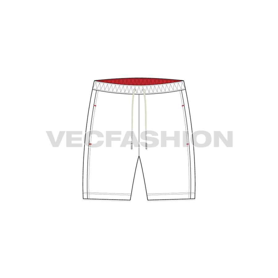 Mens White Swim Shorts Template - VecFashion