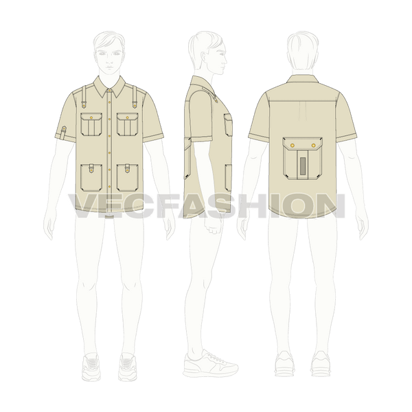 Mens Work Shirt Fashion Template - VecFashion