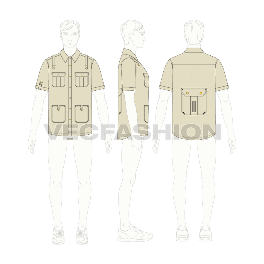 Mens Work Shirt Fashion Template - VecFashion
