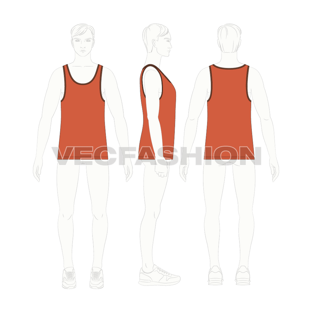 Sporty Ringer Tank Vector Template - VecFashion