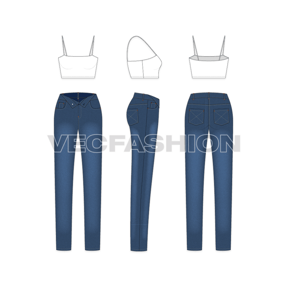 Women Denim Jeans with Undone Look - VecFashion