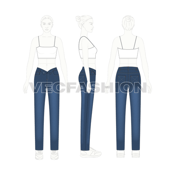 Women Denim Jeans with Undone Look - VecFashion