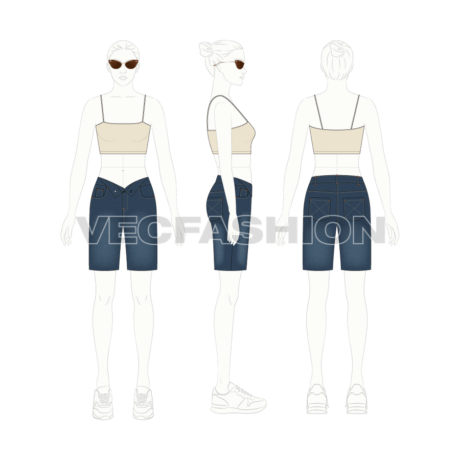 Women Denim Shorts with Undone Look - VecFashion