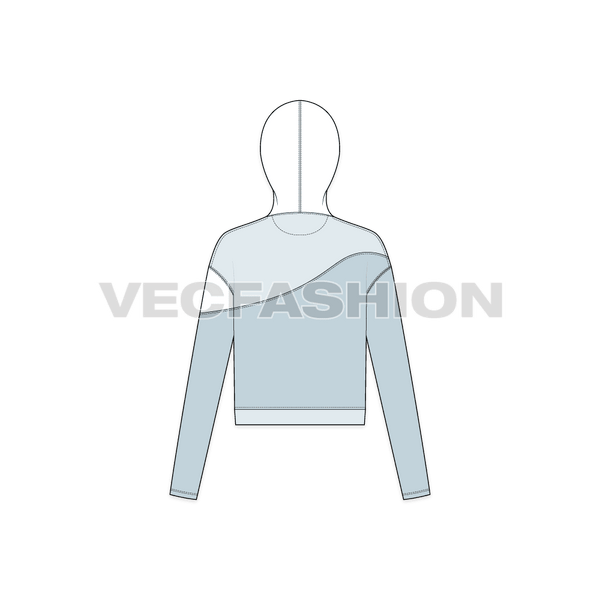 Women's Crop Hoodie Fashion Sketch Template - VecFashion