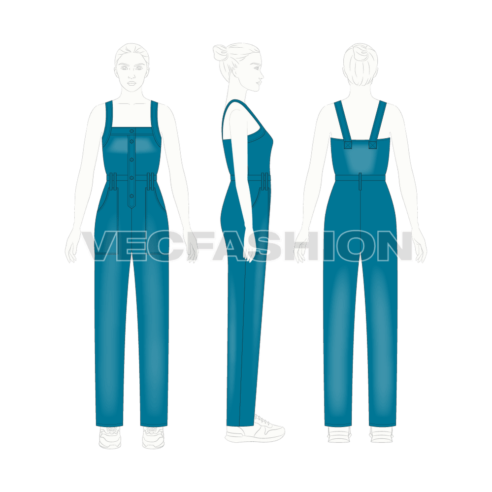Women's Denim Dungaree - VecFashion