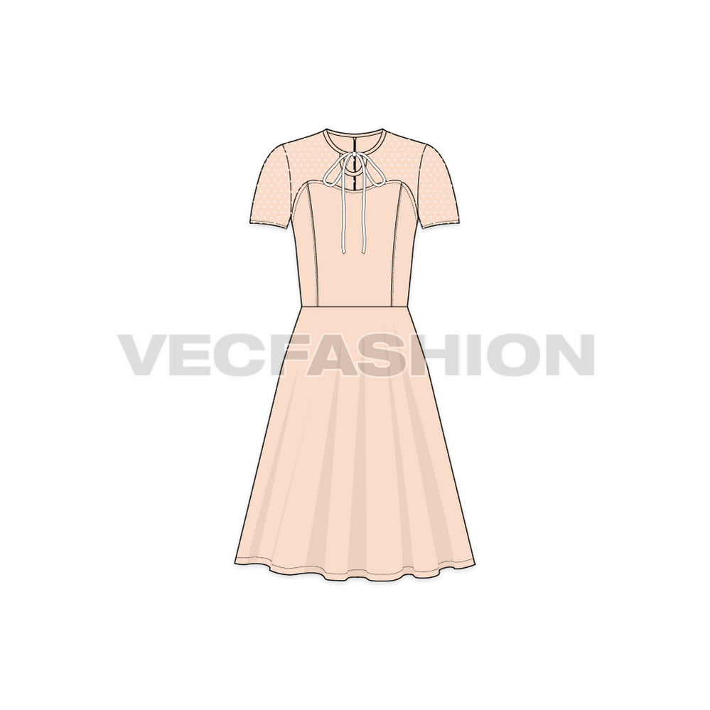 Women's Keyhole Tie Cocktail Dress - VecFashion