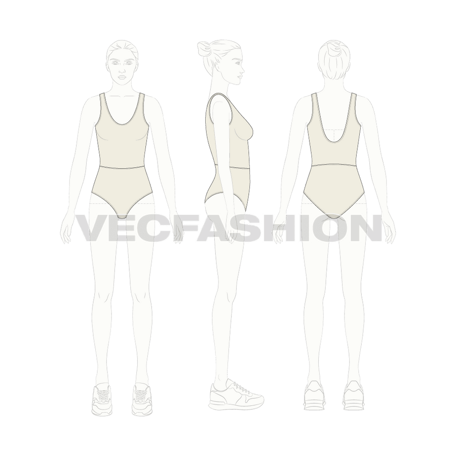 Women's Low-back Swimsuit - VecFashion