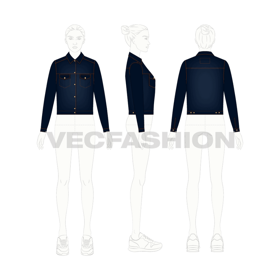 Women's Slim Fit Short Body Denim Jacket - VecFashion